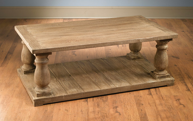 Weathered Sand Finish Baluster Coffee Table - Traditional - Coffee ...