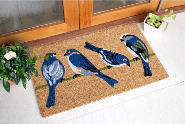 Blue Machine Tufted Four Birds Coir Doormat, 18"x30", 18"x30 ...