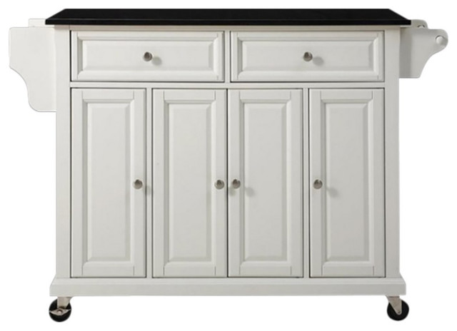Catania Modern / Contemporary Black Granite Top Kitchen Cart in White ...