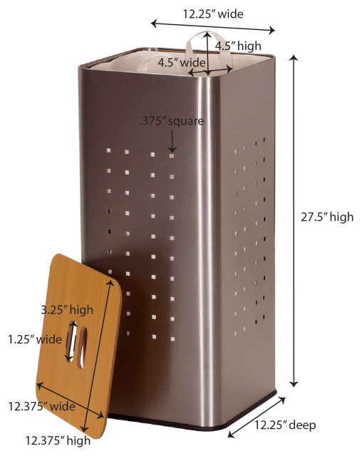 Square Metal Hamper With Engineered Wooden Lid - Contemporary - Hampers ...