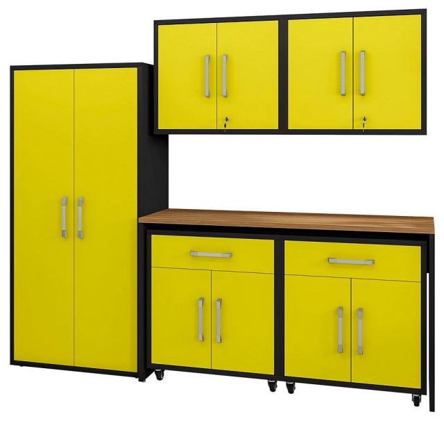 Eiffel 6-Piece Garage Set, Matte Black and Yellow - Garage And Tool ...
