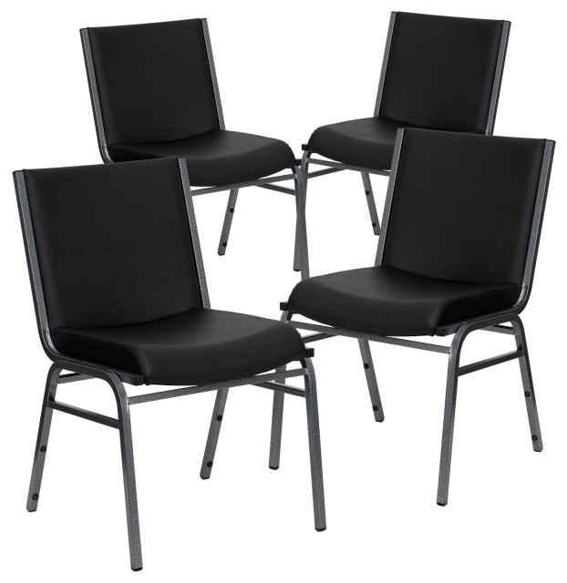 Set of 4 Multipurpose Stacking Chair, Contoured Seat - Transitional ...