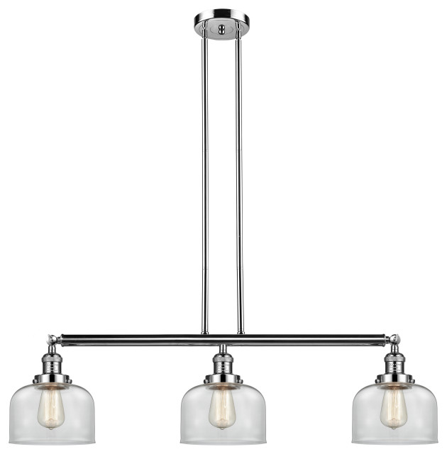 Large Bell 3 Light Island Light In Polished Nickel (213-Pn-G72 ...