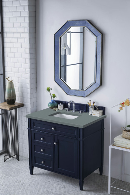 Brittany 36" Victory Blue Single Vanity w/ 3 CM Cala Blue Quartz Toptr ...