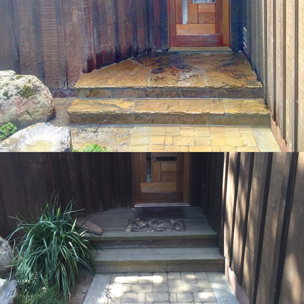 Old wood vs New Flagstone Work