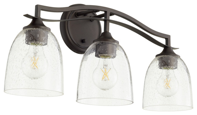 Quorum Jardin 3-Light 10" Bathroom Vanity Light in Oiled Bronze, 22.000 ...