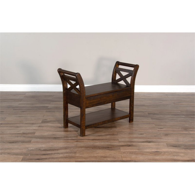 Sunny Designs 28" Farmhouse Wood Accent Bench with Storage in Marble ...