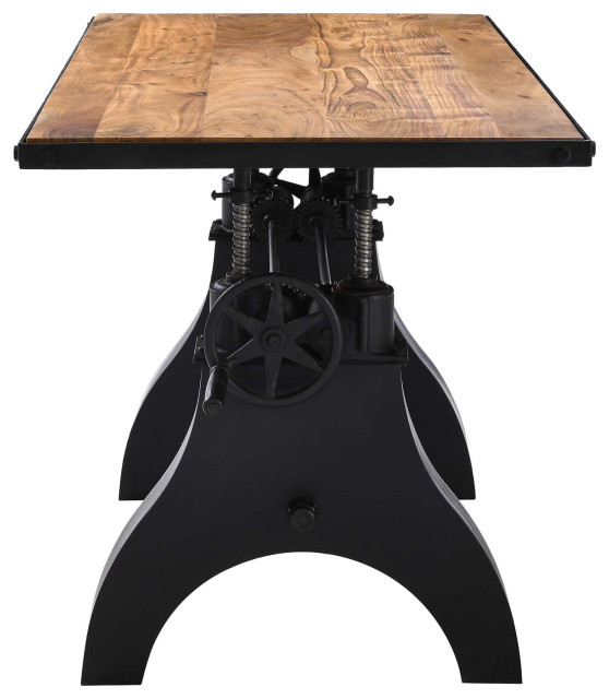 Genuine 60" Crank Adjustable Height Dining Table and Computer Desk - Black - Industrial - Dining ...