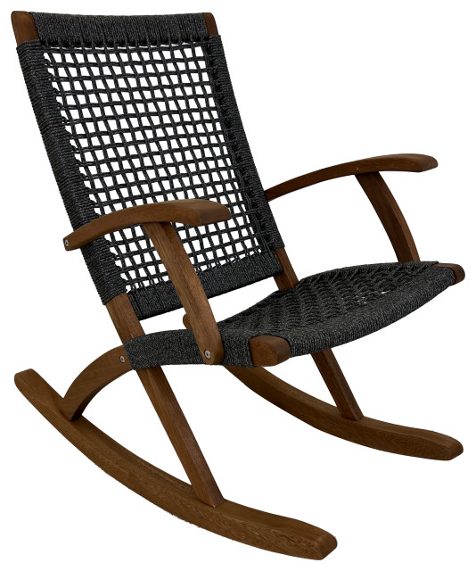 Eucalyptus and Grey Rope Rocking Chairs With Square Accent Table ...