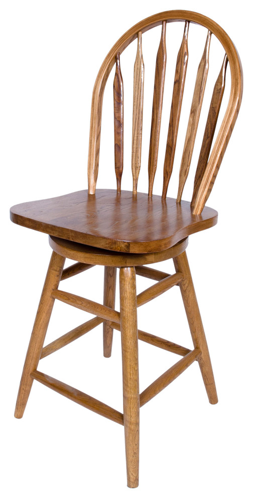 30" Solid Oak Swivel Bar Stool, Medium Oak - Bar Stools And Counter ...