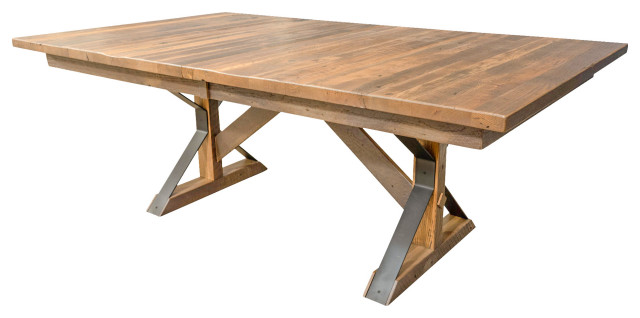 Norway Industrial Farmhouse Dining Table, 48"x84", 2 Middle Leaves ...
