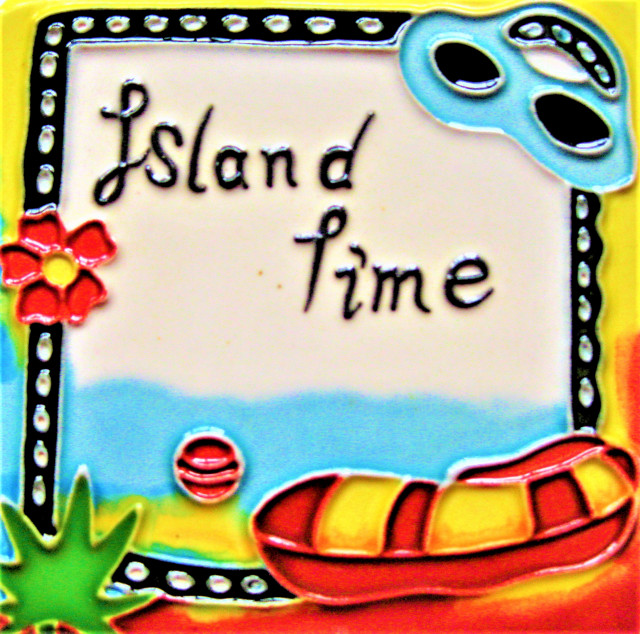 4x4" Island Time Tile Ceramic Art Tile Drink Holder Coaster - Beach ...