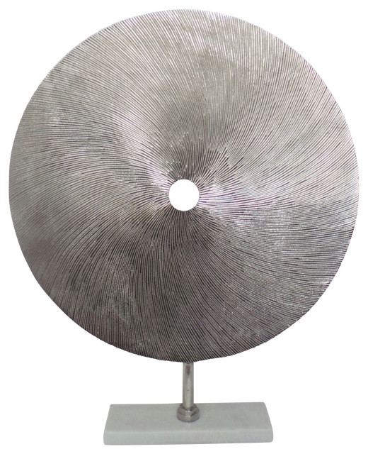 Metal 24" Swirly Disc W/ Stand, Silver - Contemporary - Decorative ...
