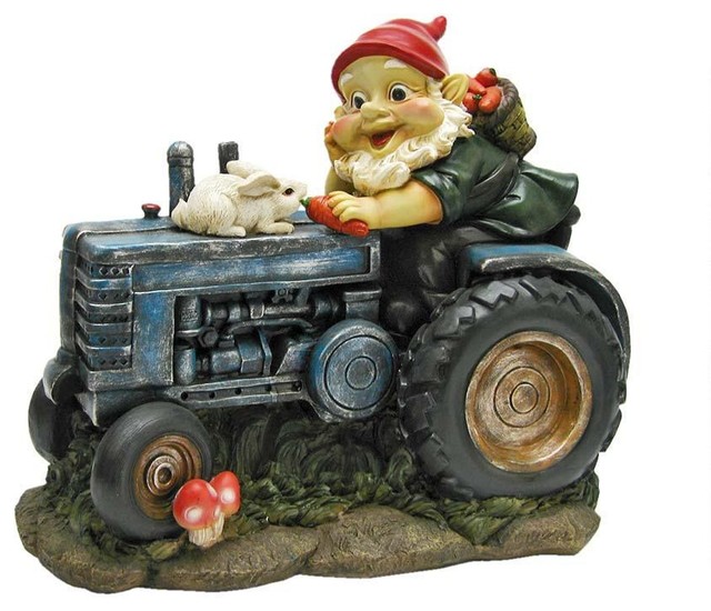 Garden on Tractor Gnome Statue - Traditional - Garden Statues And Yard ...