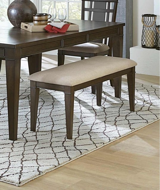 Wood Veneer Bench With Tapered Legs, Dark Brown - Transitional - Dining ...