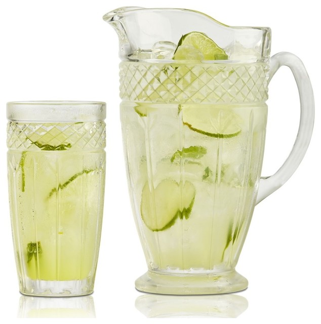 Bavaria Clear Glass Drink Set 7 Piece Set Contemporary Cocktail Glasses By Wine And