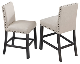 Antique Gray/Natural Counter Height Stools, Set of 2 - Transitional ...