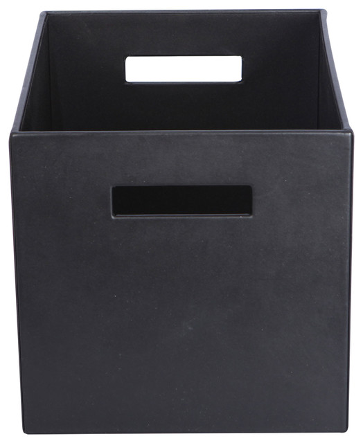 Genuine Leather Letter Sized File Basket With Handles, Black ...