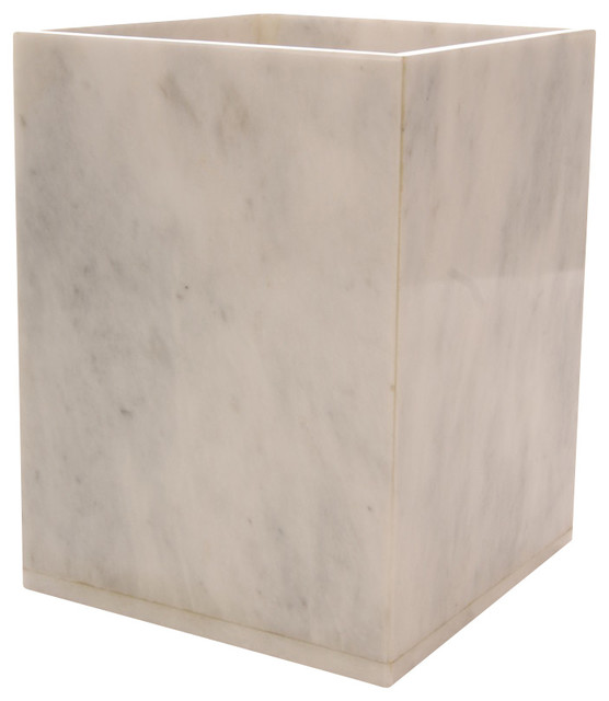 Oyster White Marble Wastebasket - Traditional - Wastebaskets - by Bello ...