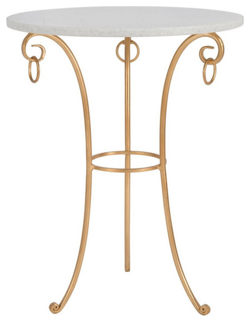 Olive Ringed Round Top Gold Accent Table White/Gold - Traditional ...