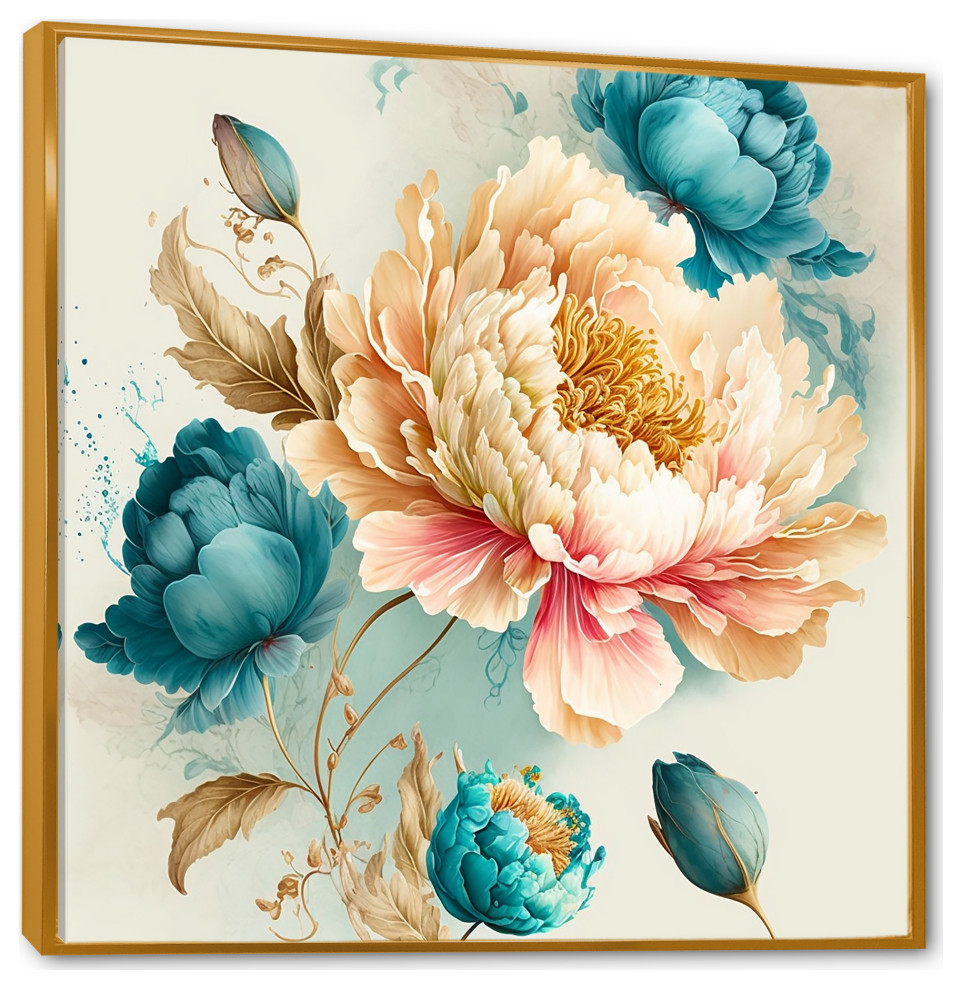 Vibrant Floral Bunch IV Framed Canvas, 16x16 - Contemporary - Prints ...