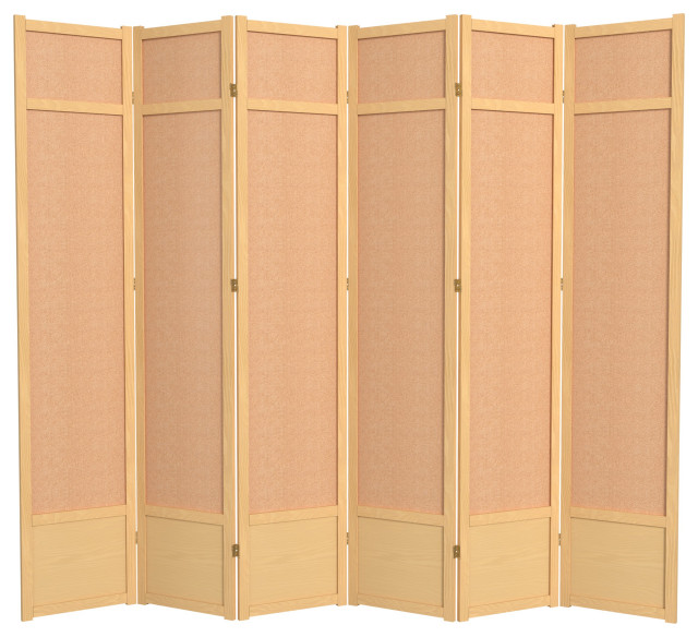7' Tall Jute Shoji Screen, 6 Panels - Asian - Screens And Room Dividers ...