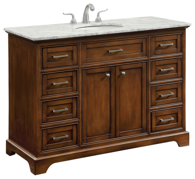 Amber Single Bathroom Vanity, Blue, 48" - Transitional - Bathroom ...
