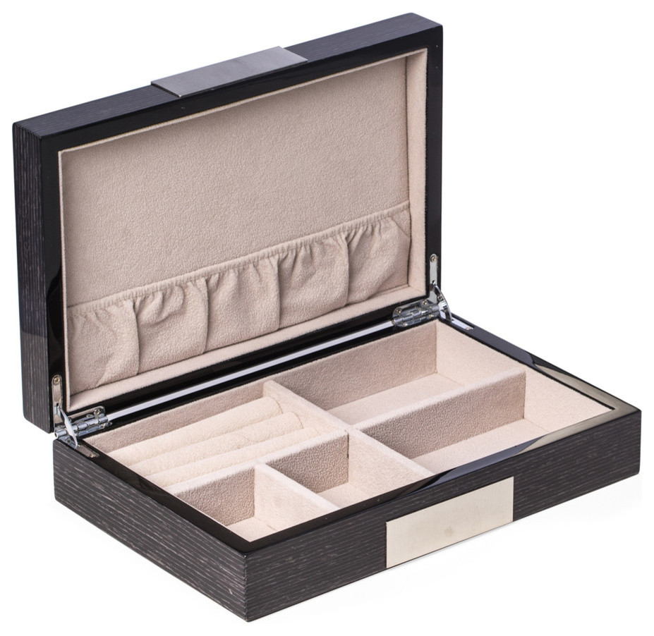 Bey Berk Lacquered "Steel Gray" Wood Valet Box - Transitional - Dresser ...