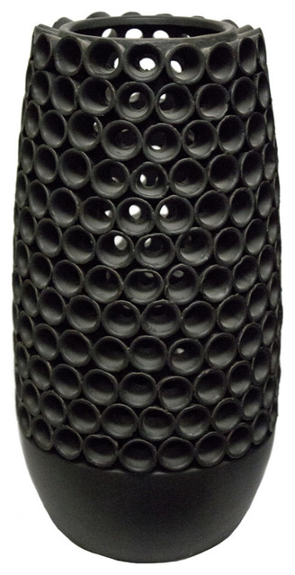 Sophisticated Ceramic Circular Cutout Vase, Black - Contemporary ...