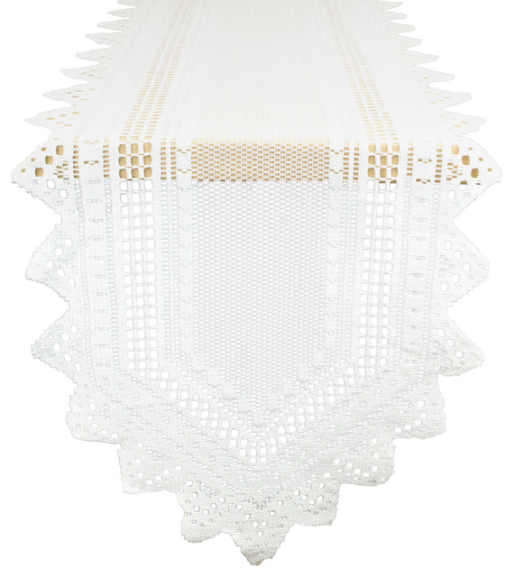 DII Nordic Lace Table Runner, off-White, 14"x72" - Traditional - Table ...