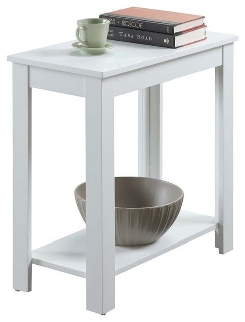 Pemberly Row 1 Shelf Traditional Wood Chairside End Table in White ...