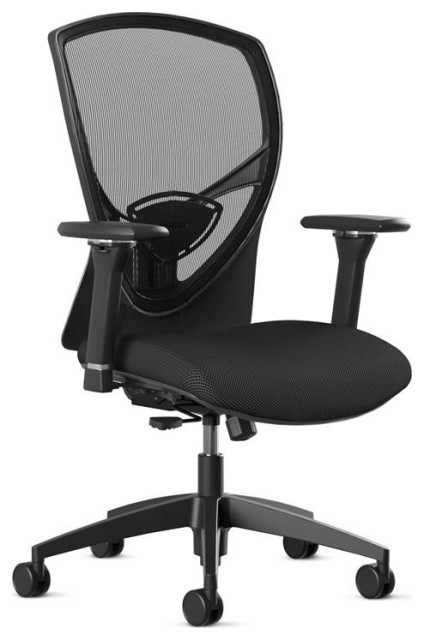 Bowery Hill Modern Fabric/Metal High-Back Task Chair in Black ...