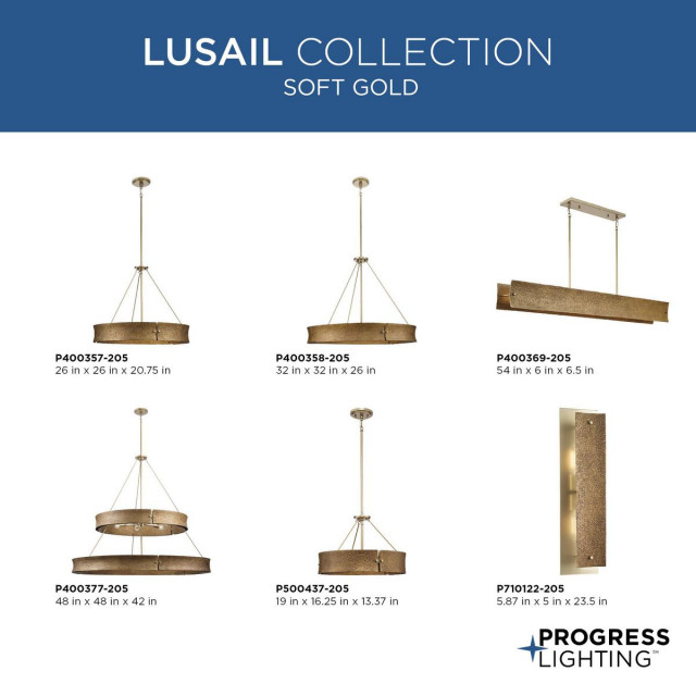 Lusail Collection Soft Gold Luxe Industrial Chandelier, 13-Light ...