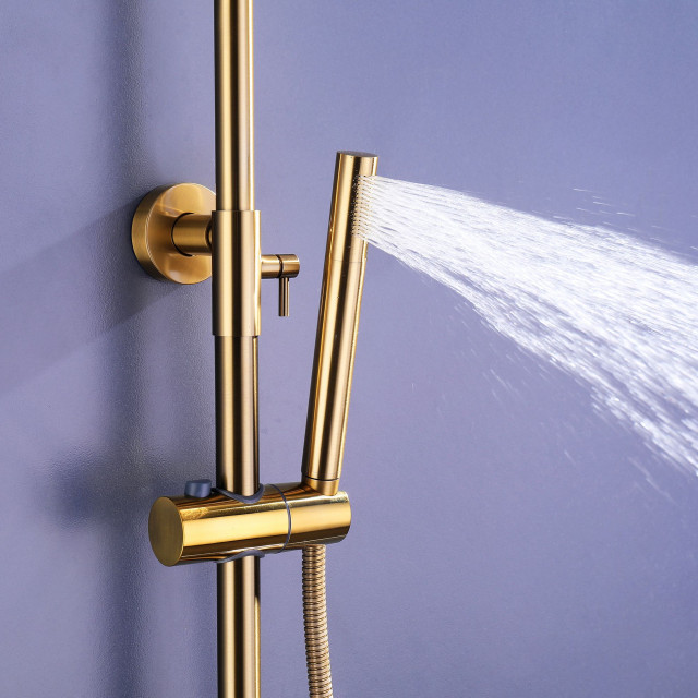 Wall-mounted Thermostatic Bathroom Shower set, Brushed Gold ...