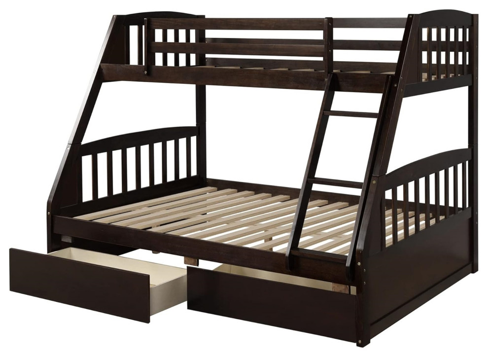 Traditional Bunk Bed, Pine Wood Frame With Detachable Ladder and ...
