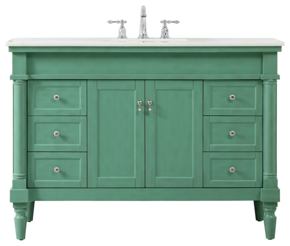 48" Single Bathroom Vanity, Vintage Mint, Vf13048Vm - Eclectic ...