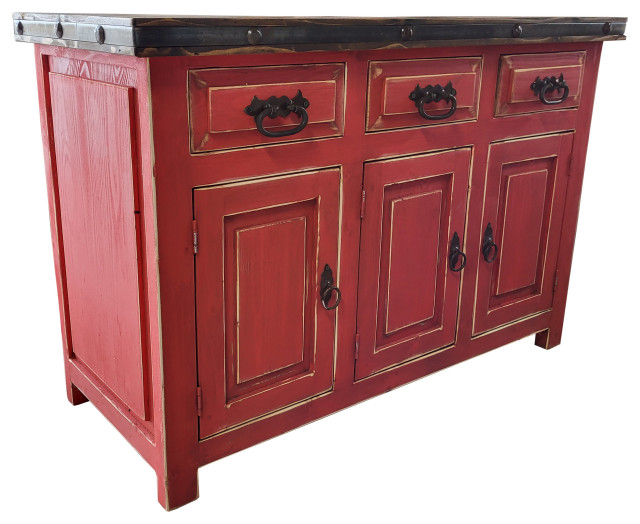 Bryson Rustic Red Kitchen Buffet Cabinet, 48 X 20 X 32 - Contemporary ...