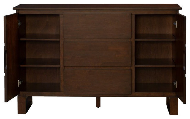 A-America Chesney 2 Door Contemporary Solid Wood Server in Falcon Brown ...