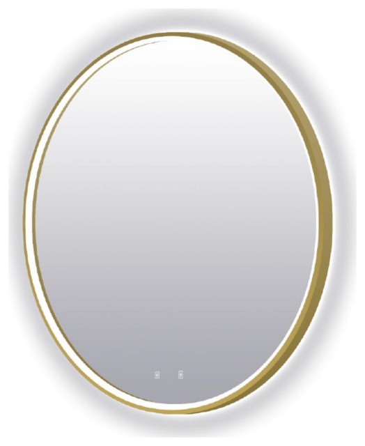 Brilliance Lighted Mirror, Oval, LED, Clear, Brushed Brass - Modern ...