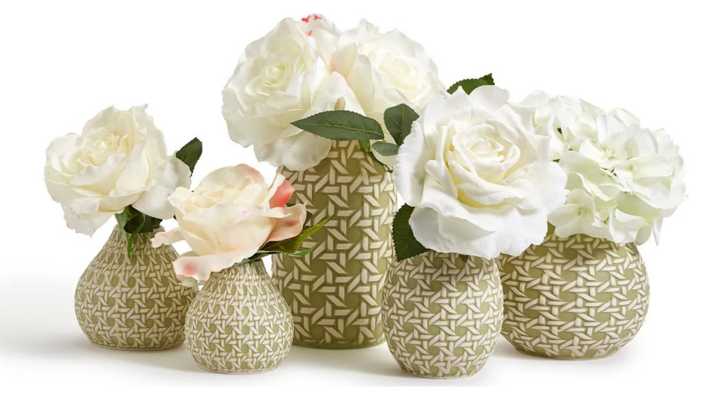 Two's Company Countryside Set of 5 Green Embossed Cane Webbing Pattern ...