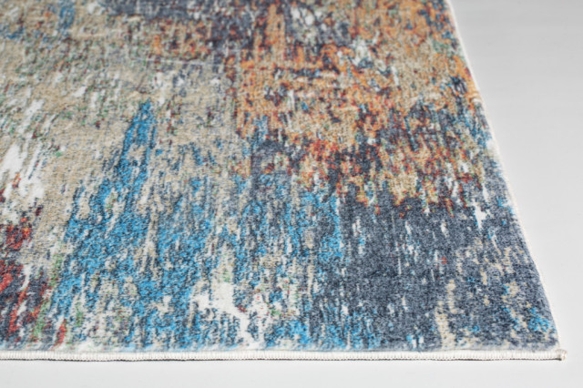 6"x9" Blue Red Abstract Painting Modern Area Rug - Contemporary - Area ...