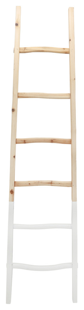Wooden Decorative 76" Ladder, 2-Tone Nat/White - Contemporary - Ladders ...