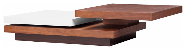 Two Tone Walnut And White Hi-Gloss Three Tiered Motion Coffee Table ...