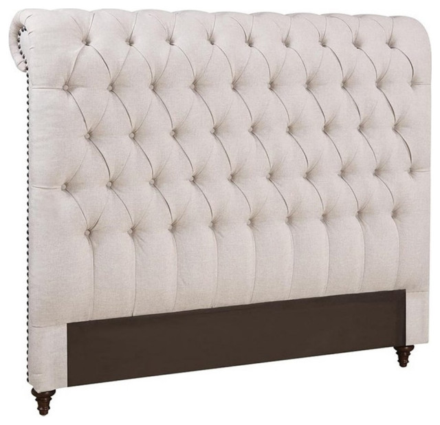 Coaster Devon Upholstered Fabric Queen Size Headboard in Beige ...
