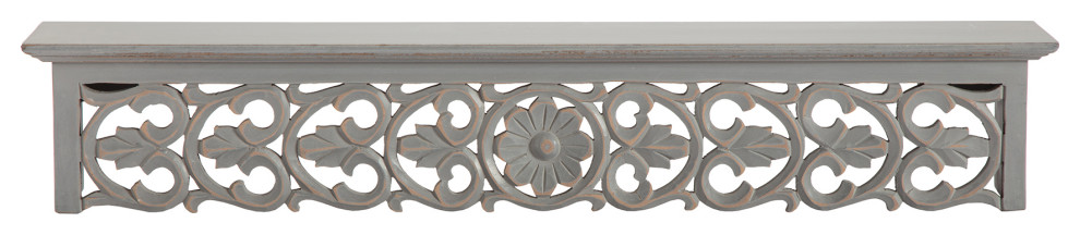 Decorative Grey Carved 30-in Shelf - Farmhouse - Display And Wall ...