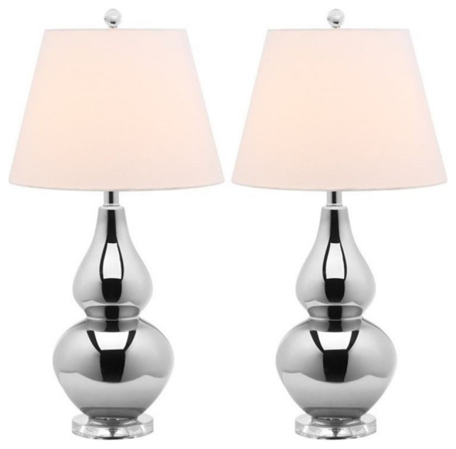 Safavieh Cybil Glass Double Gourd Lamp in Silver (Set of 2 ...