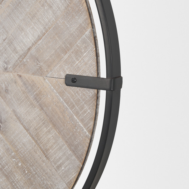 Rani Matte Black Metal With Wood Wall Clock - Farmhouse - Wall Clocks ...