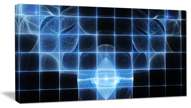 Bright Blue Bat on Radar Screen, Abstract Canvas Art Print, 32"x16"x1 ...