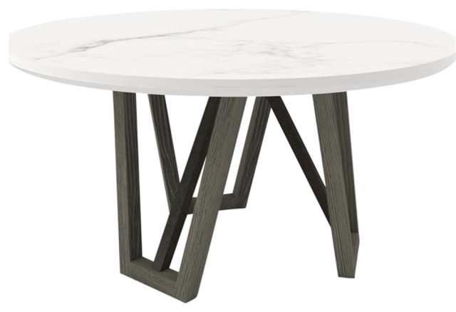 Pemberly Row Modern Dining 54" Round Wood Table in Gray Finish ...