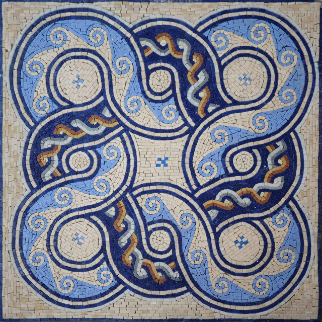 Mosaic Tile Art - August Blue, 36" x 36" - Traditional - Tile Murals ...